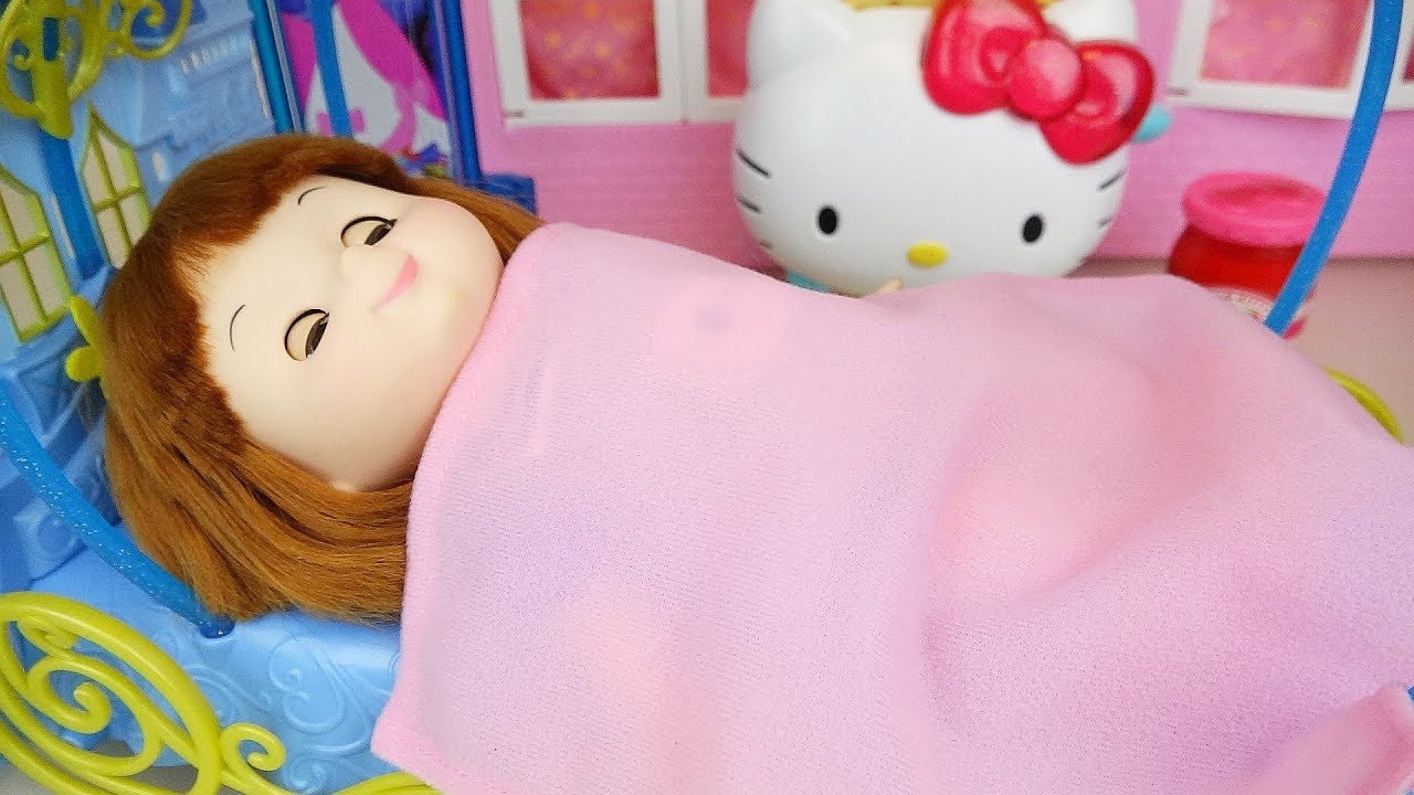 Baby doll pumpkin bed Hello kitty kitchen toys Baby Doli play - YouTube