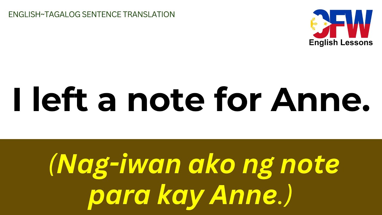 ENGLISH SENTENCES FOR SPEAKING PRACTICE | English-Tagalog Lessons for ...