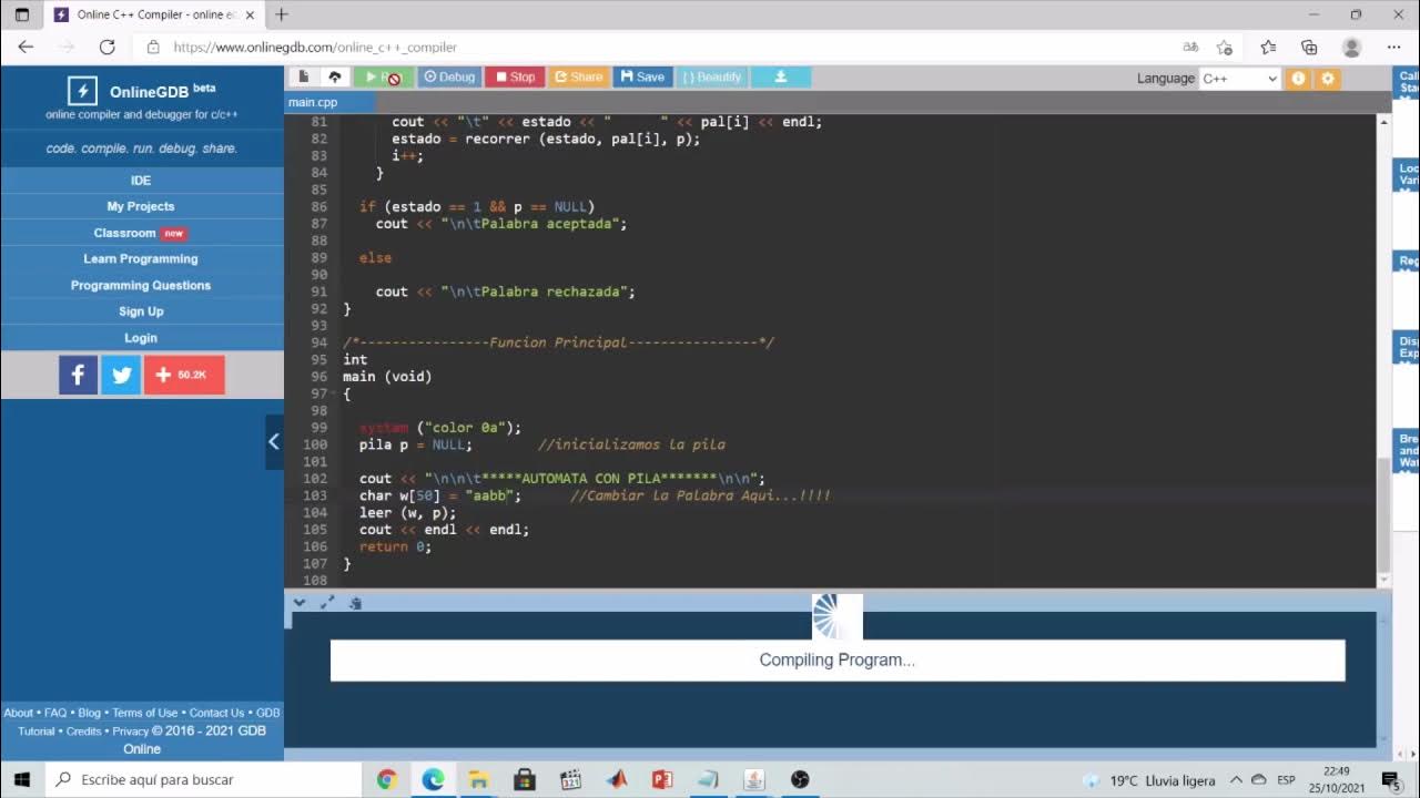 AUTOMATA DE PILA, C++ Y JFLAP JAVA - YouTube