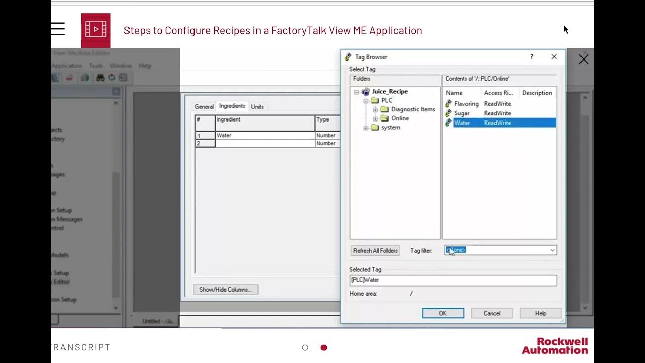 Steps To configure Recipes in FactoryTalk View ME - YouTube
