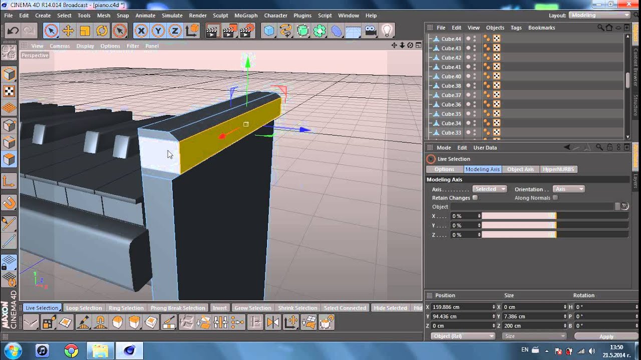 MAXON cinema 4D piano tutorial part 2 - YouTube