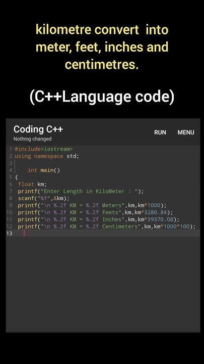 Kilometre Convert Into Meter Feet Inches And Centimetres Cm To Km Conversion Coding Code