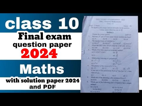 Class 10 sample paper Math's final exam 2024 | Class 10 final exam Math ...