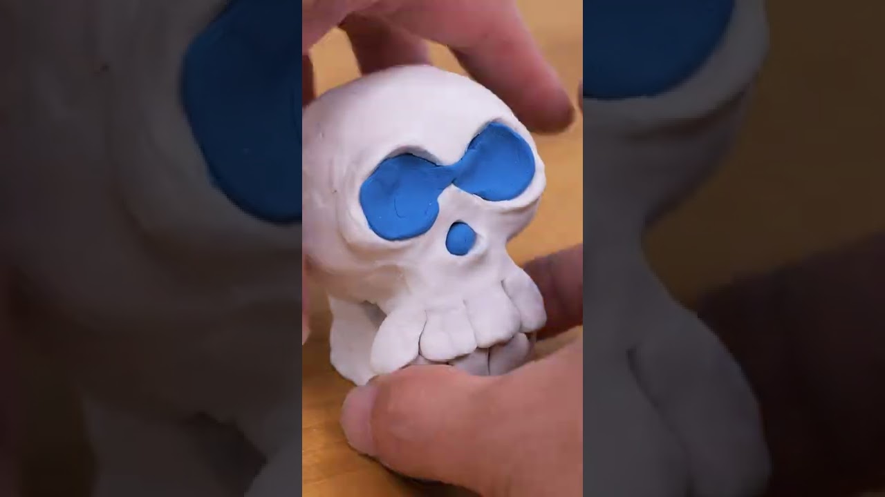 CLAY CHARACTERS〈73〉 SKULL NENDO - BLUE ねんどでキャラクターをつくる「スカルネンド 青」 #Shorts ...