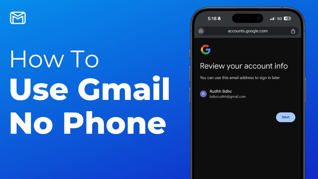 How To Use Gmail Without Phone Number - 2025 Easy Guide - YouTube