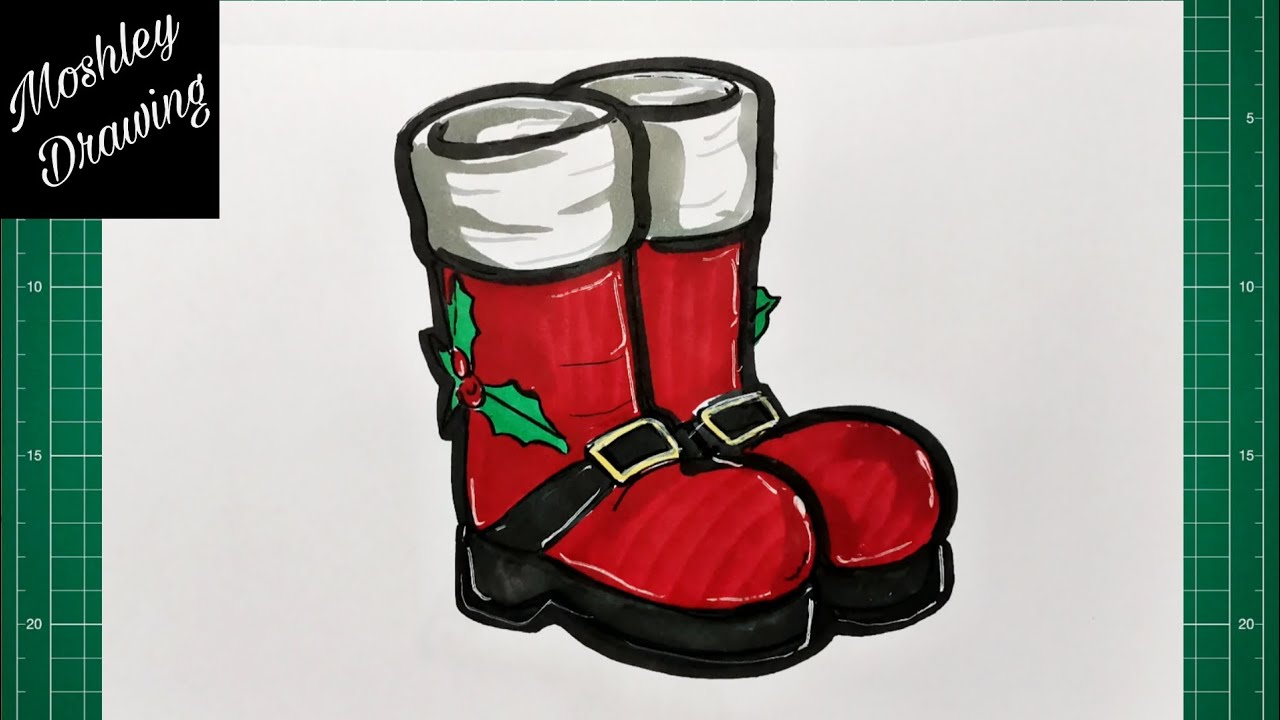 How to Draw Santa Claus Boots - YouTube