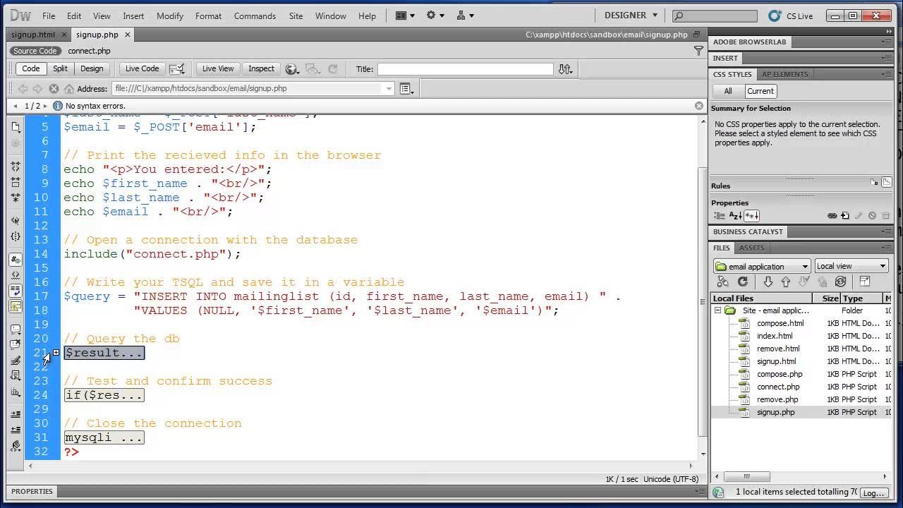 PHP and MySQL: Email App Project - Part 3 (Signup.php) - YouTube