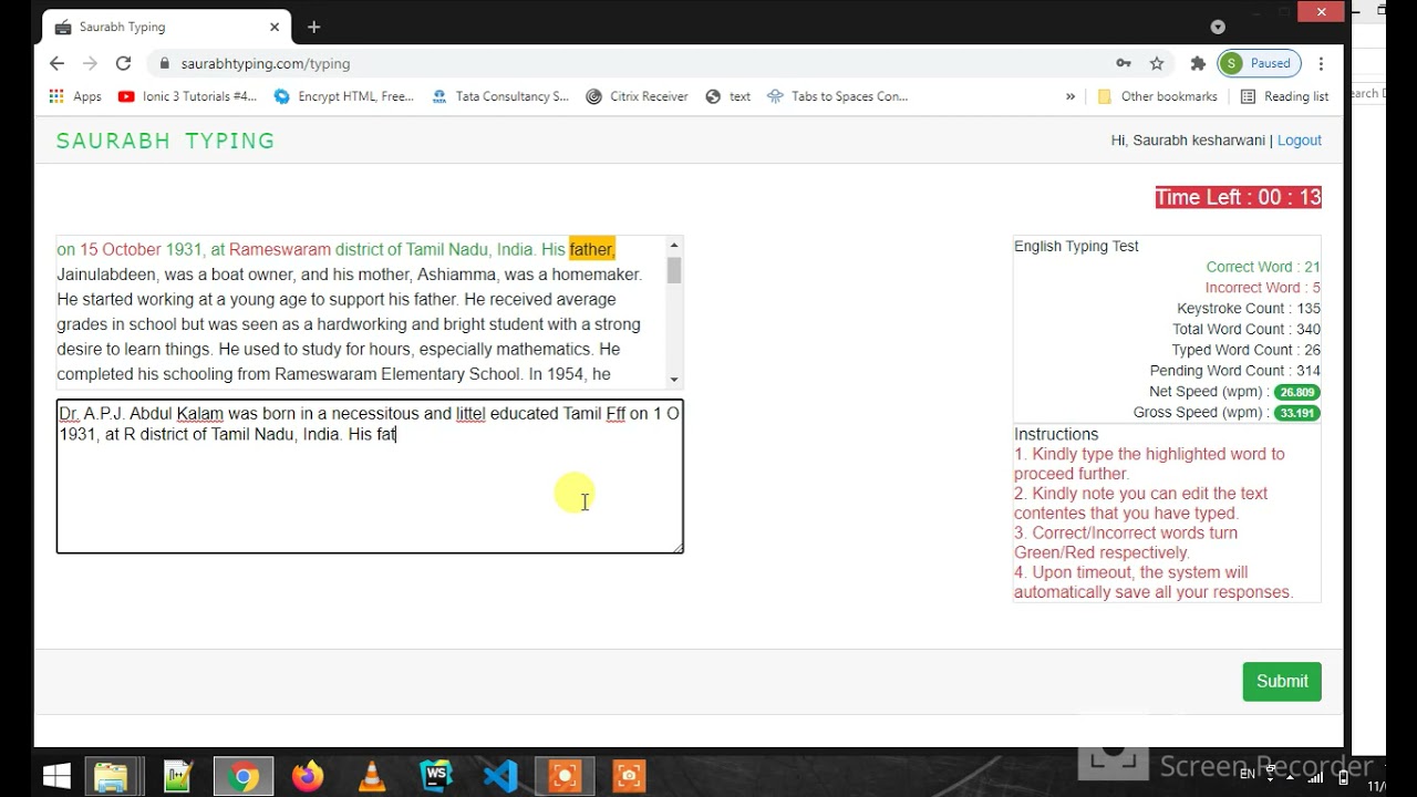 Saurabh Typing | Online Typing Test | Typing Practice | CPCT Online ...