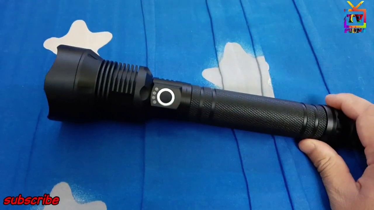 Unboxing and quick preview 50000 lumens flashlight 2x 18650 battery ...