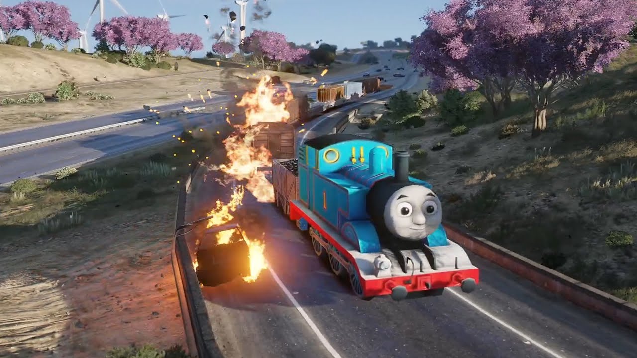 THOMAS the TRAIN Takes OVER GTA 5 for 1 Hour! 🚂🌆💥 - YouTube