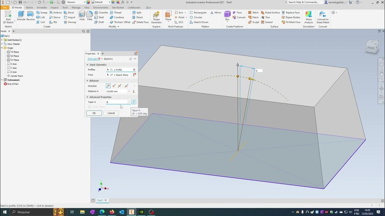 Comando Draft - Inventor - Faces com ângulos de saída para moldes - YouTube