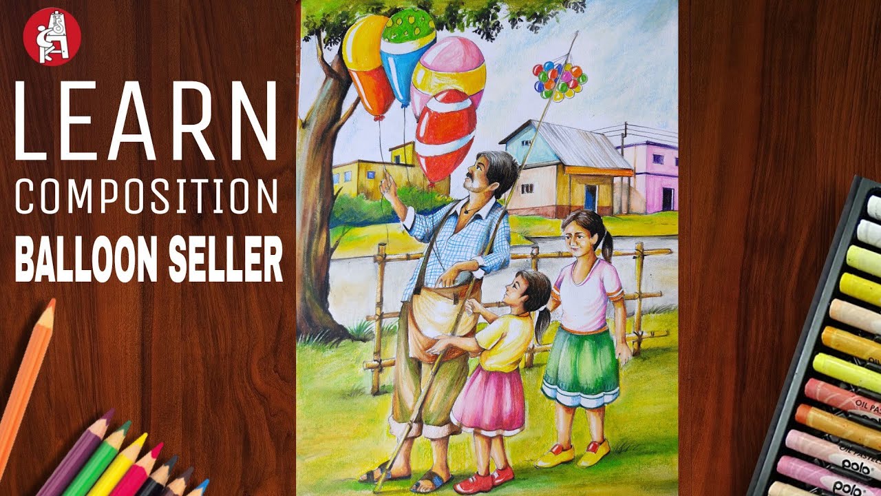 BALLOON SELLER COMPOSITION WITH FULL COLOR TUTORIAL - YouTube