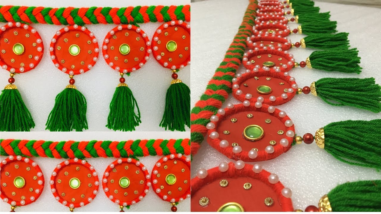 Woollen Craft Ideas | Fabric Door Toran Making At Home | Door Toran ...