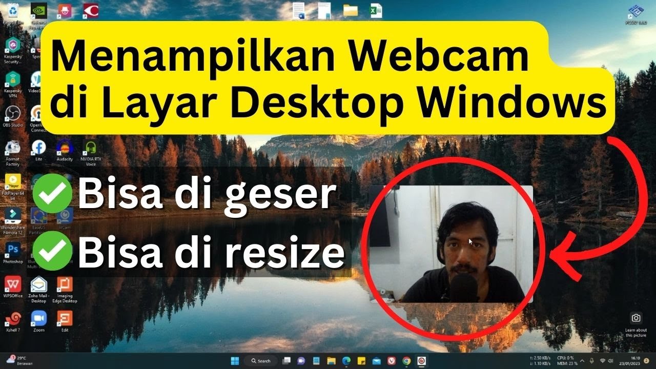 Cara Menampilkan Webcam di Layar Desktop Windows dengan Camdesk - YouTube
