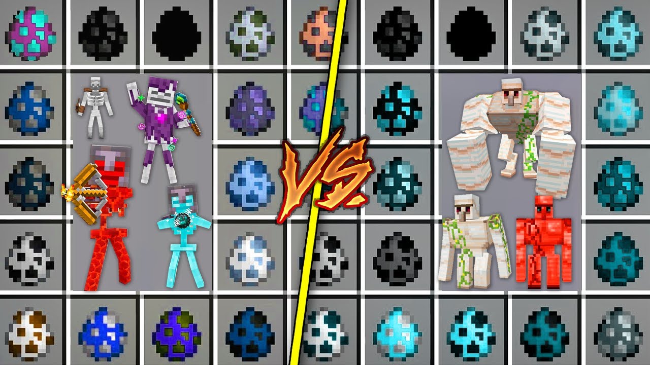 WHAT IF YOU SPAWN ALL SKELETON EGGS vs GOLEM EGGS BATTLE Minecraft ...