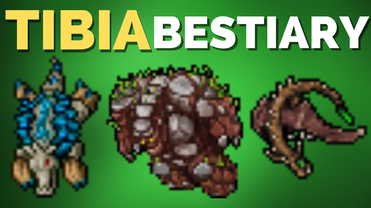 TIBIA BESTIARY Crystalcrusher, Earth Elemental, Wyvern - YouTube