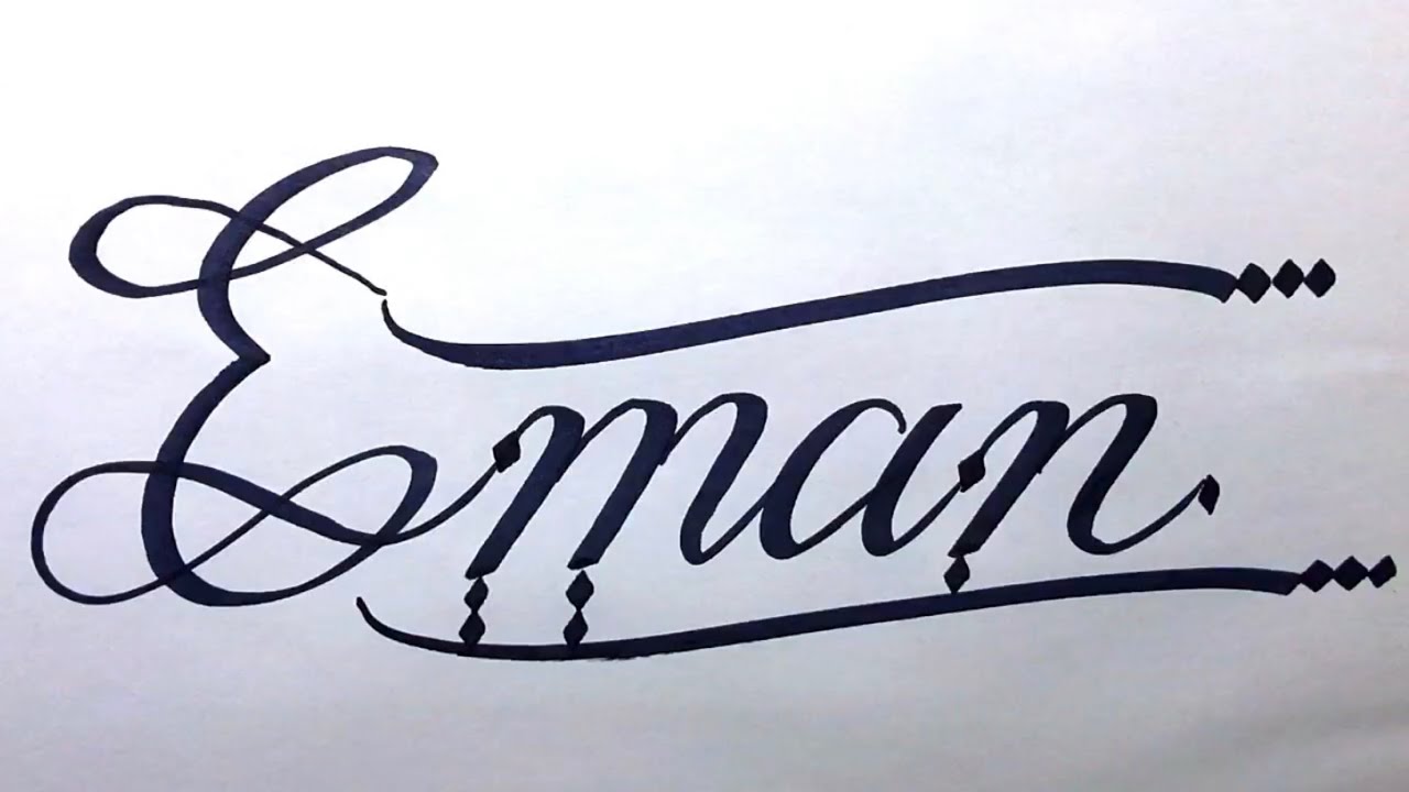 Eman Name Signature Calligraphy Status | How to Cursive write with cut ...