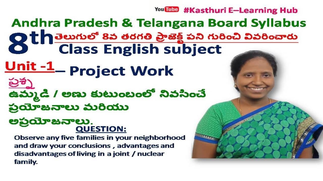 8th class English project work unit -1 on joint family & nuclear family ...