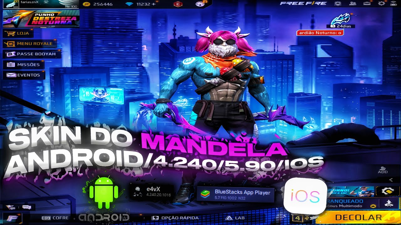 SKIN DO MANDELA para TODOS OS FREE FIRE E DISPOSTIVOS!! OB48 FUNCIONA ...