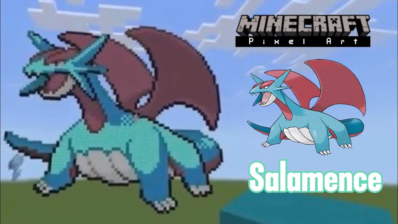 Salamence Pokemon pixel art made in Minecraft - YouTube