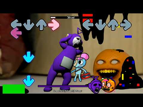 [SWAP] FNF Tinky winky VS Corrupted Annoying Orange Sings sliced song | fnf Nocturnal Protocol mod