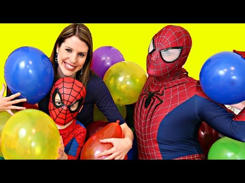 Balloon Pop Challenge & GIANT Balloon Drop Surprise Toys Spiderman & DisneyCarToys Sandra
