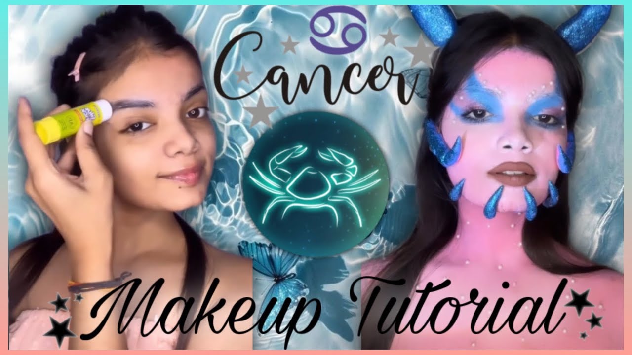 Zodiac sign creative makeup tutorial | ♋️ CANCER ♋️ | water element 🌊 ...