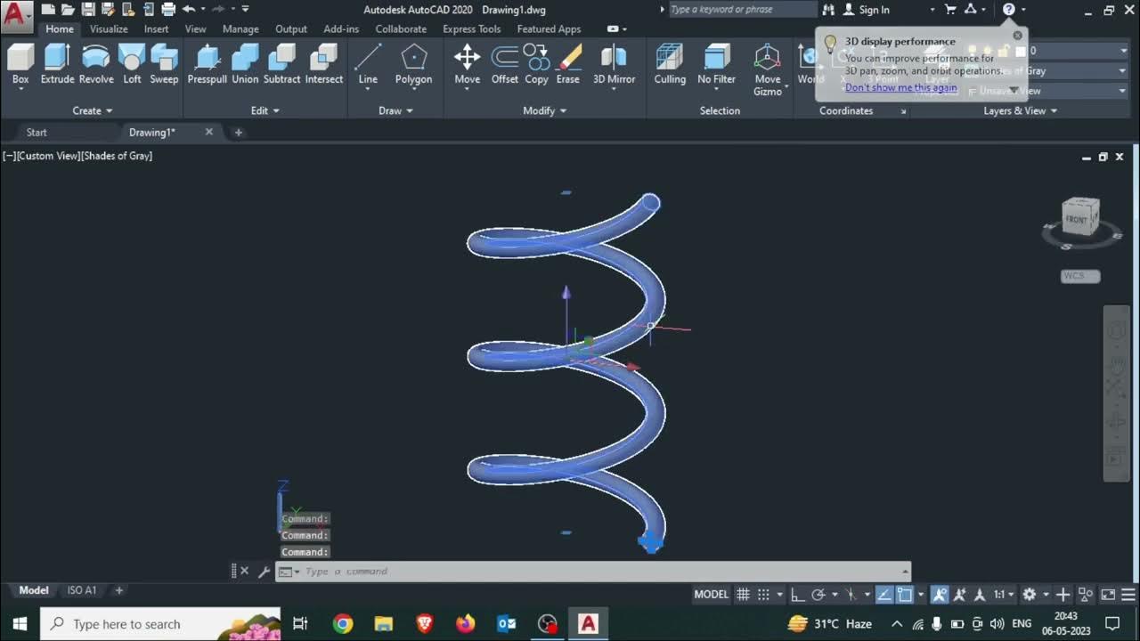 How to model a simple spring in AutoCAD - YouTube