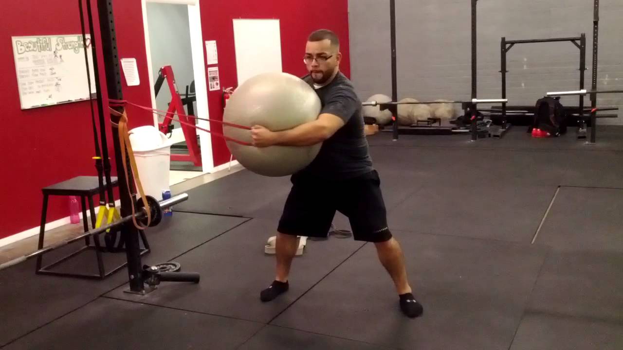 Band rotations with stability ball - YouTube