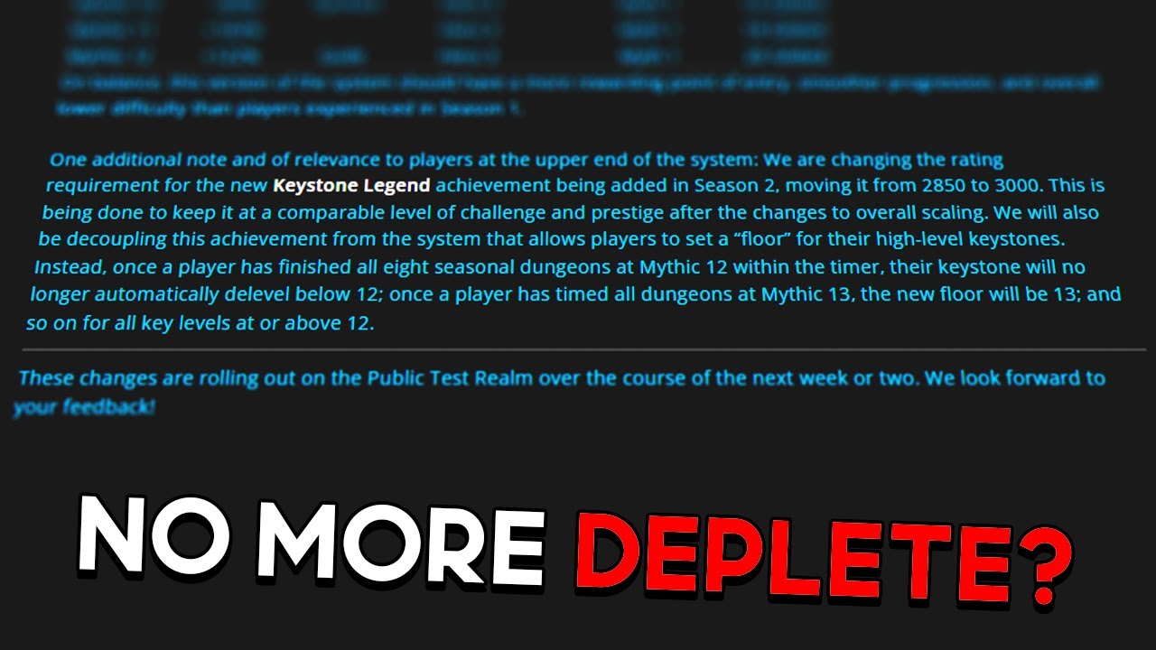 Discussing the Removal of Keystone Depletion in Mythic+... (11.1) - YouTube