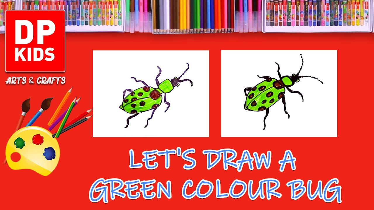 Let's draw a Green Colour Bug - DP KIDS ARTS & CRAFTS (Video 58) - YouTube