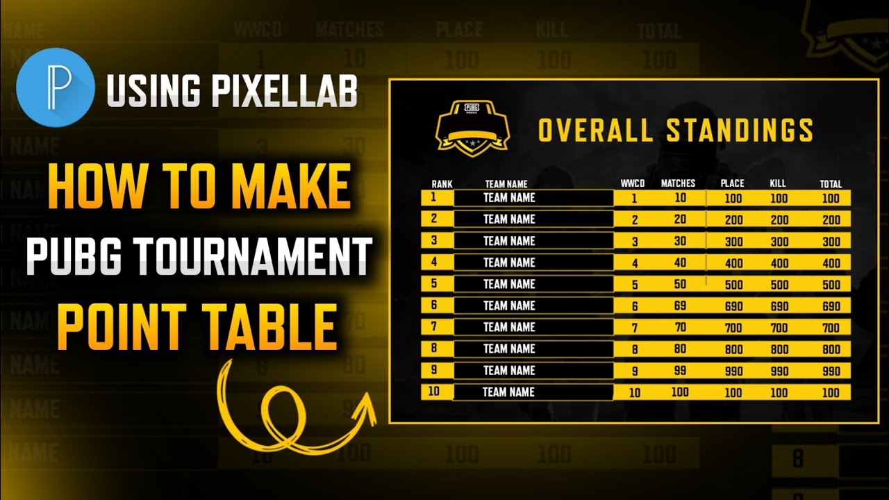 HOW TO MAKE PUBG TOURNAMENT POINT TABLE/ RESULT CARD ON ANDROID | USING ...