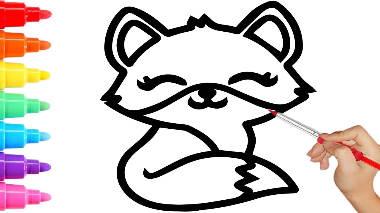 Cute fox Drawing, Painting and Coloring for Kids & Toddlers_How to draw ...