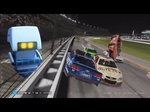 NASCAR cars crash leap frog - YouTube