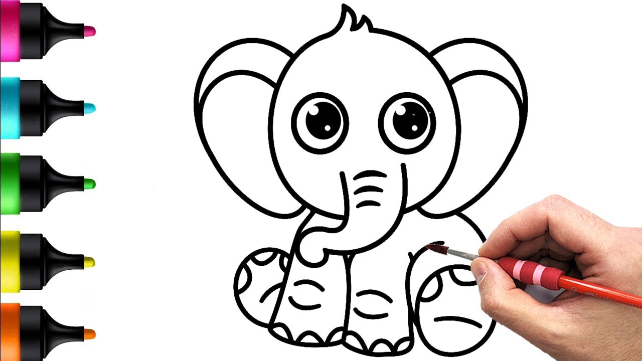 🎨🐘 Let's Draw and Paint a Cute Elephant: Fun Art Activity for Kids and ...
