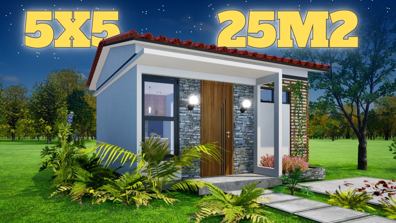 🏡 Plano de casa 5x5, / CASA ECONOMICA / Diseño de casa pequeña y bonita ...