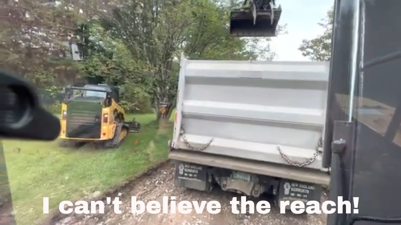 Mini Excavator Loading Tandem Dump Trucks From The Ground!! - YouTube