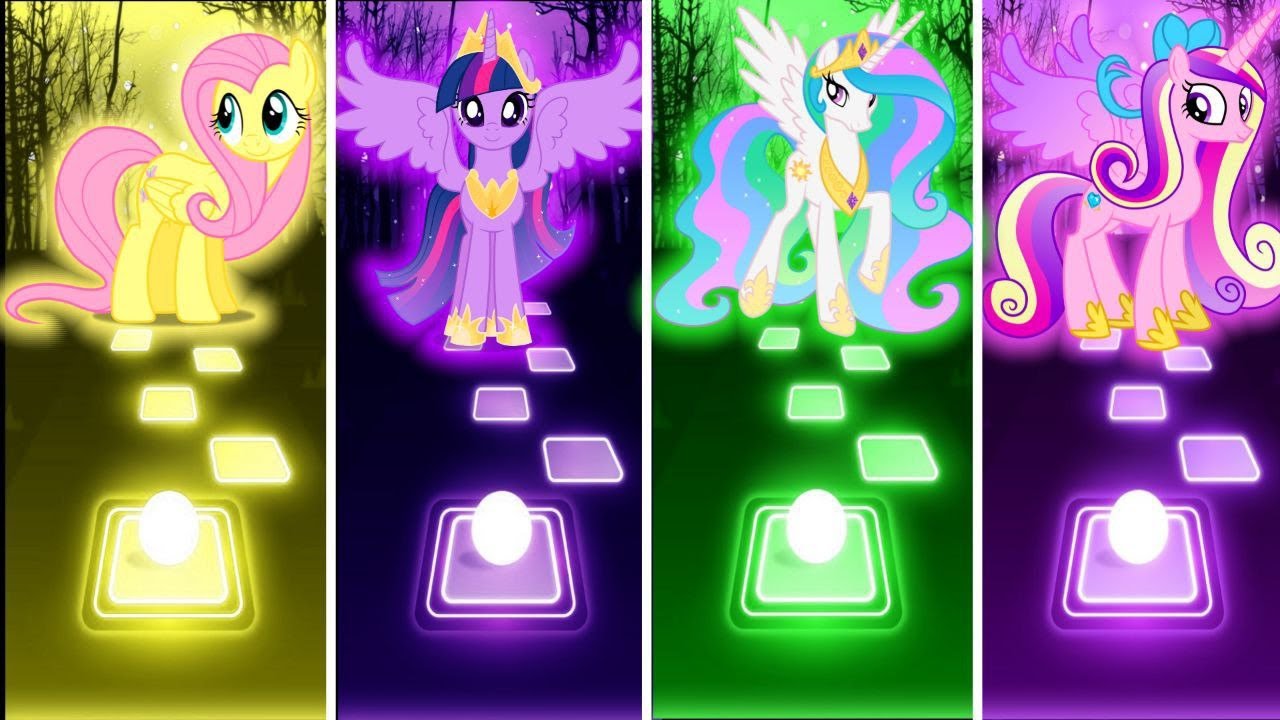 Fluttershy vs Twilight Sparkle vs Celestia vs Cadance Tiles Hop EDM ...