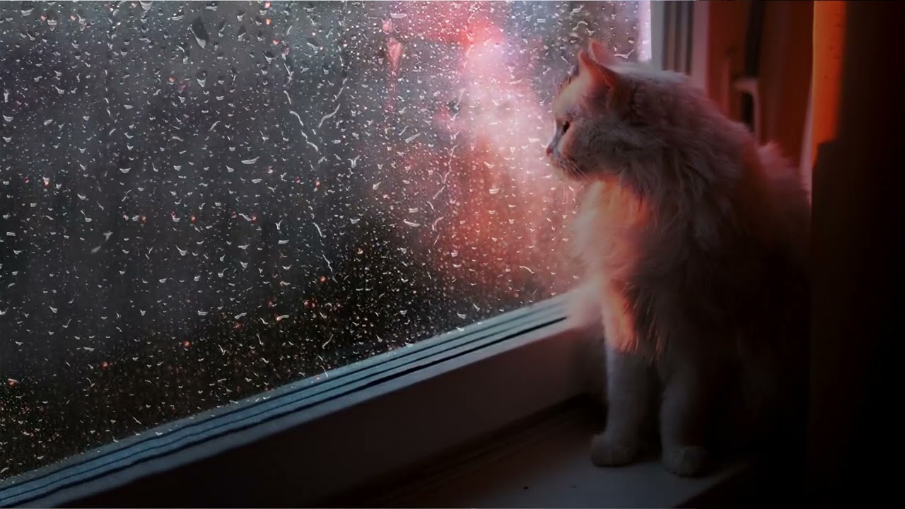 Listen to the Sad Rain with the Cat by Window - Feel the Peace and Fall ...