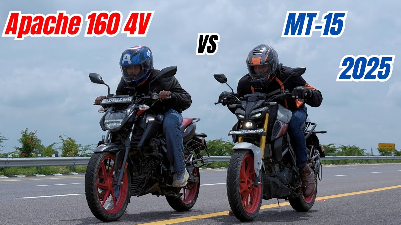 2025 Yamaha MT 15 vs TVS Apache 160 4V Performance Test - YouTube