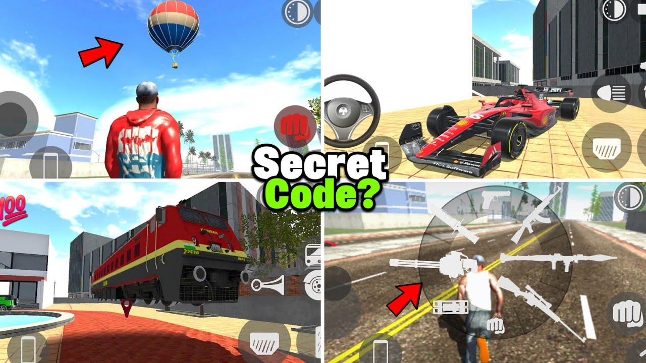Hot Air Balloon + New Weapon Cheat Code | New Feature In Indian Bike ...