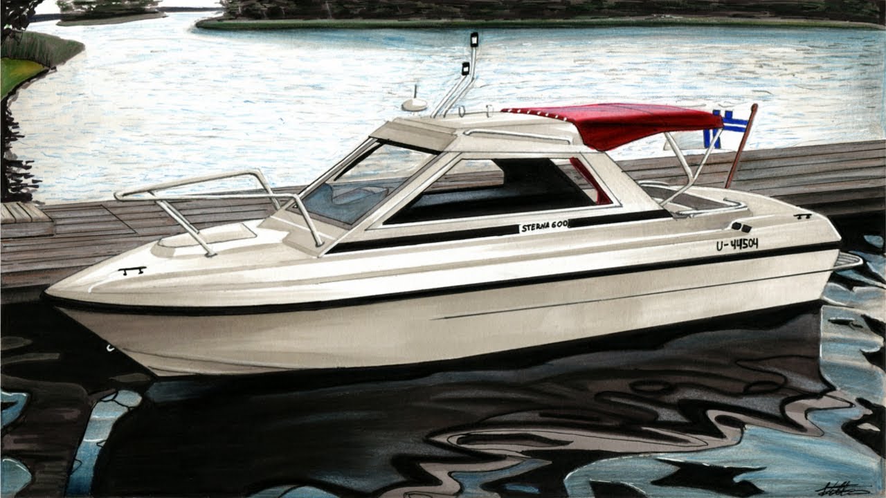 Realistic Boat Drawing - Sterna 600 - Time Lapse - Drawing Ideas - YouTube