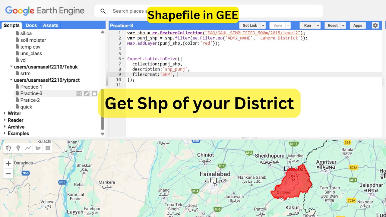 Export Districts shapefile in GEE : Google earth engine - YouTube