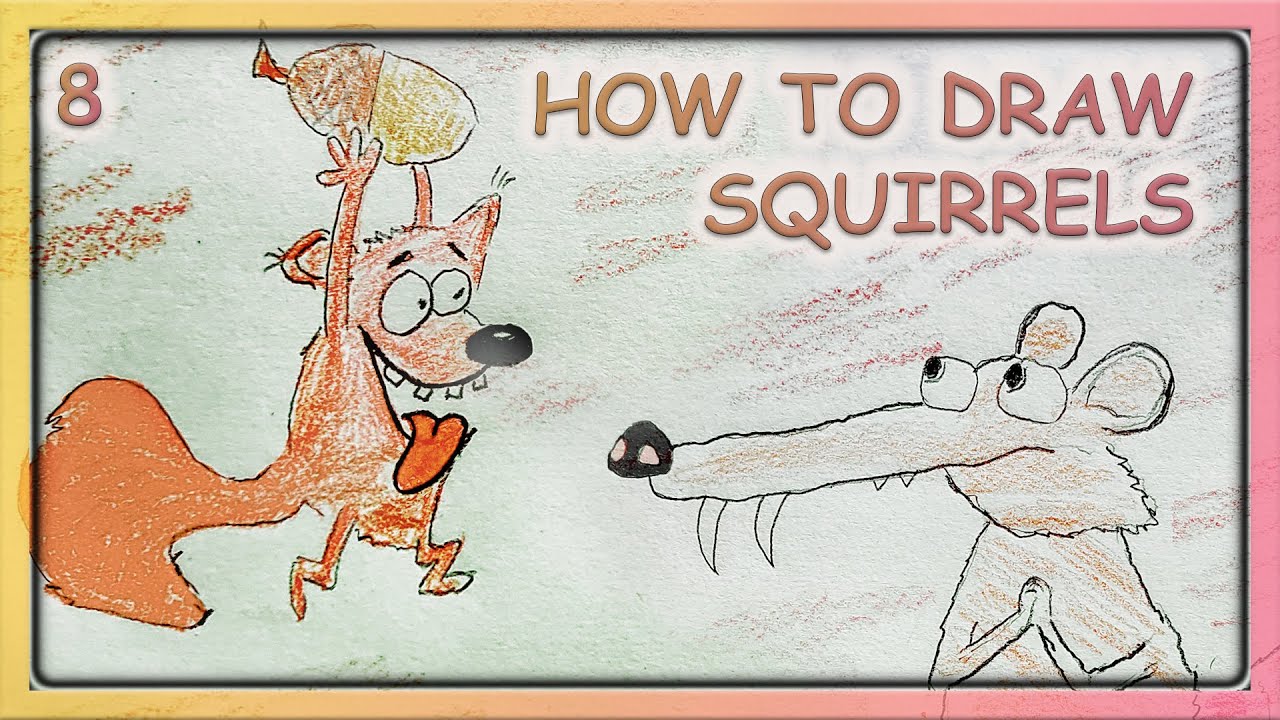 How to draw cartoon squirrels - YouTube