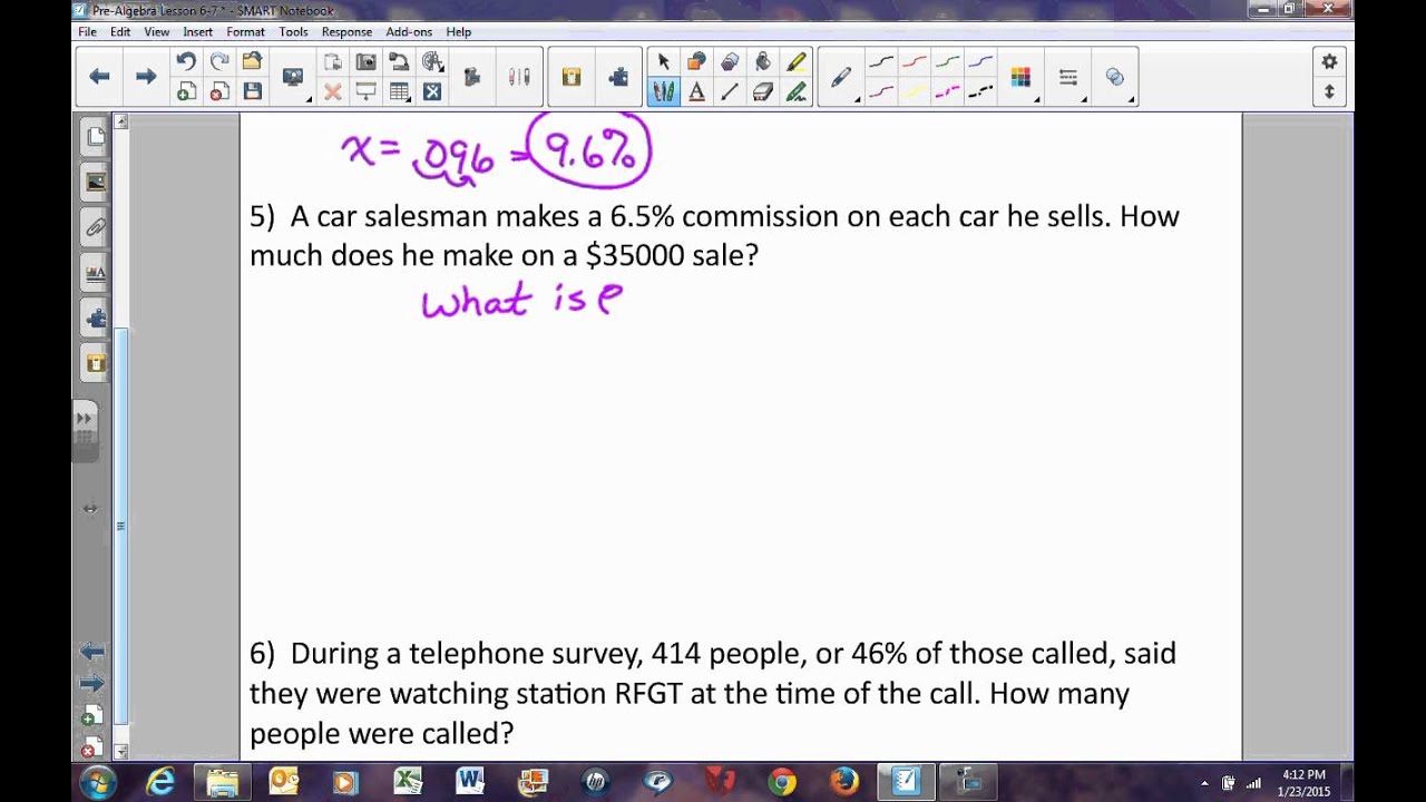 Pre Algebra Lesson 6 7 Percents & Equations - YouTube