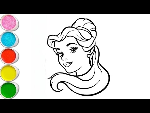 Beautiful Princess Belle Drawing for Kids, Painting & Coloring for Kids ...