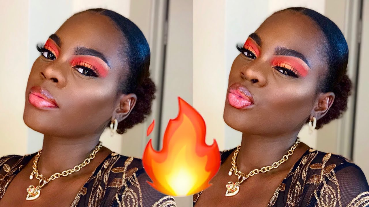 ORANGE SUNSET EYESHADOW MAKEUP TUTORIAL - YouTube