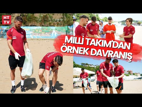 A Milli Takım oyuncuları, atık topladı