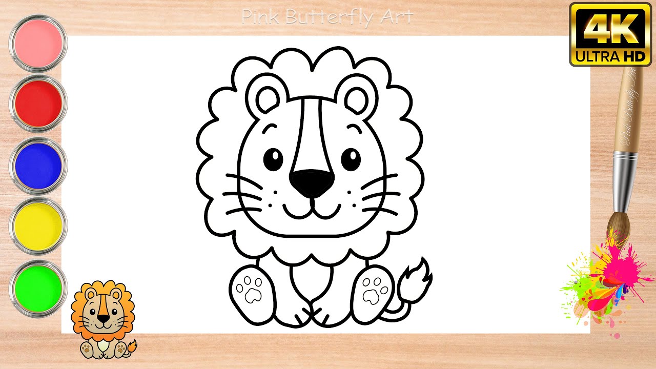 Easy Big Lion Drawing, Painting and Coloring for Kids & Toddlers | Easy ...