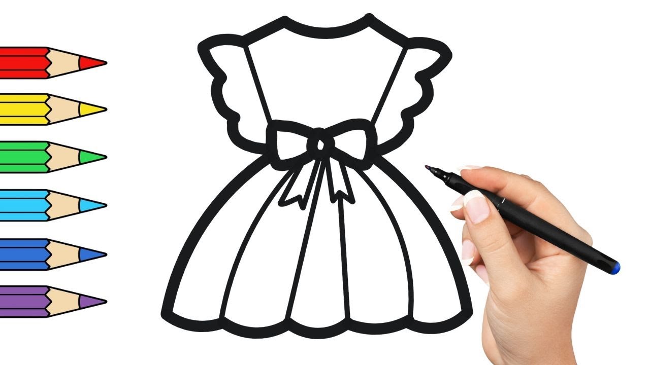 Dress Drawing Easy ️ Drawing and Coloring Dress Easy ️ Drawings for ...